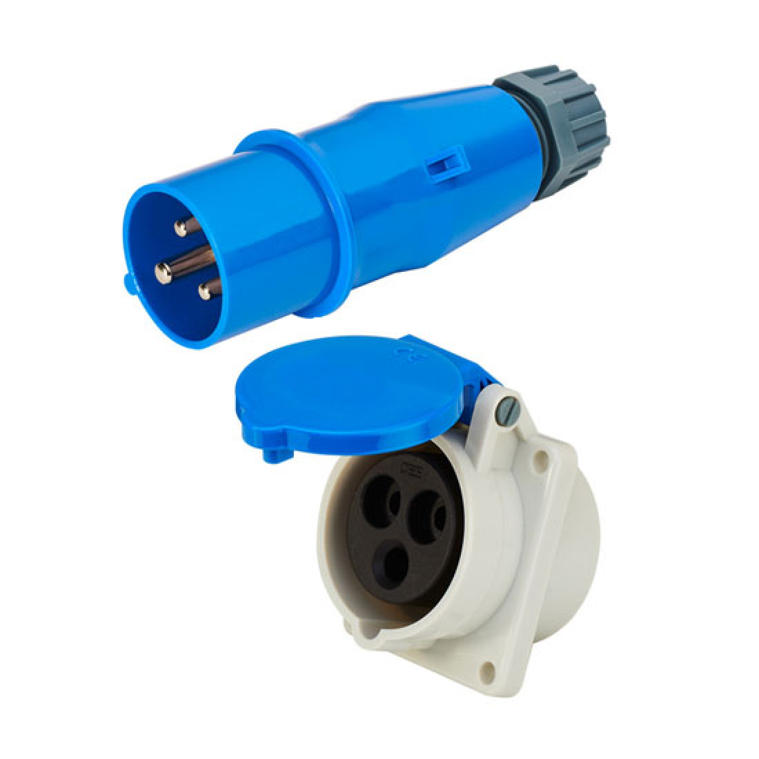16A Industrial Plug and Socket, 3 Pin, IP44 - Peaco Support