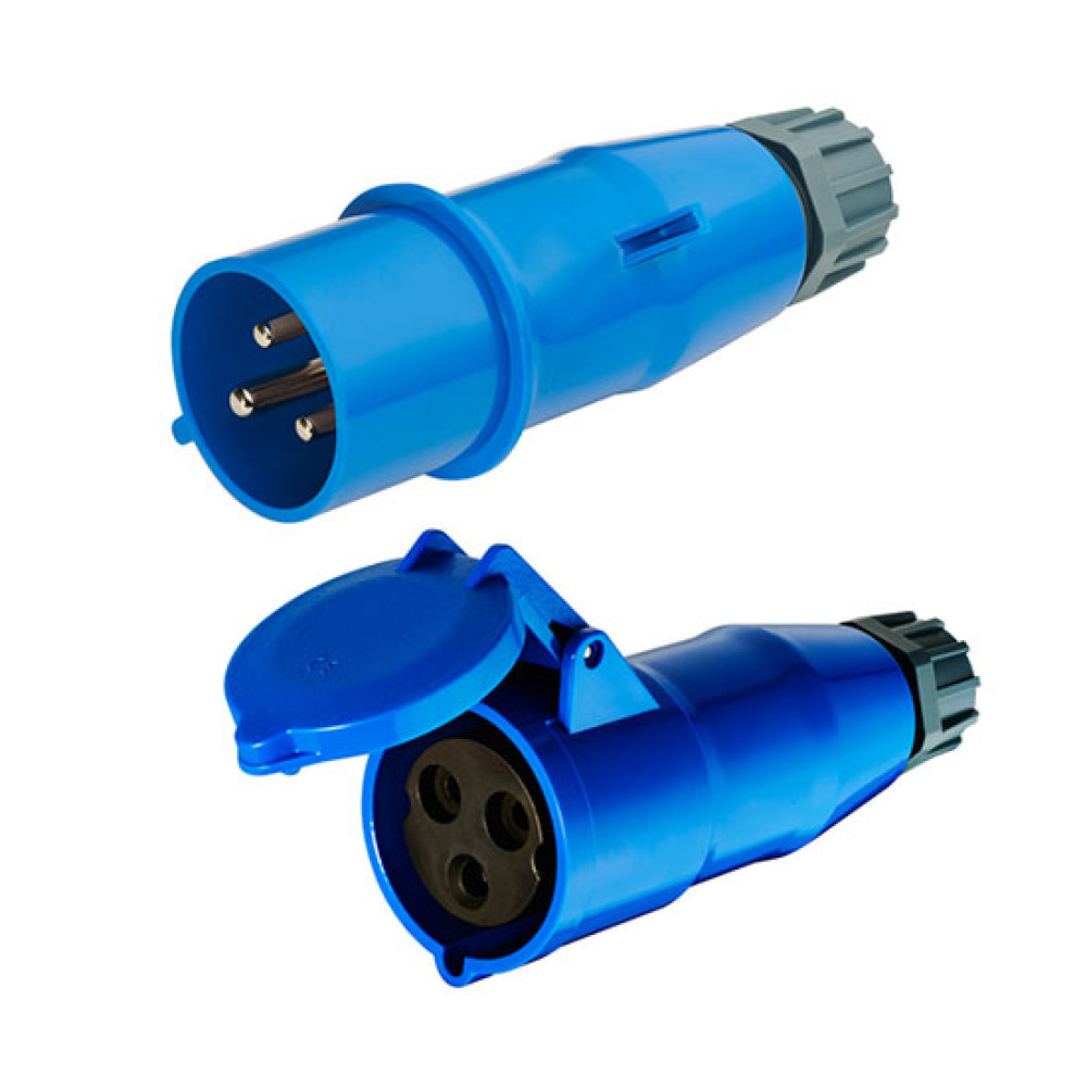 32A Male and Female Connector, 3 Pin, IP44 - Peaco Support