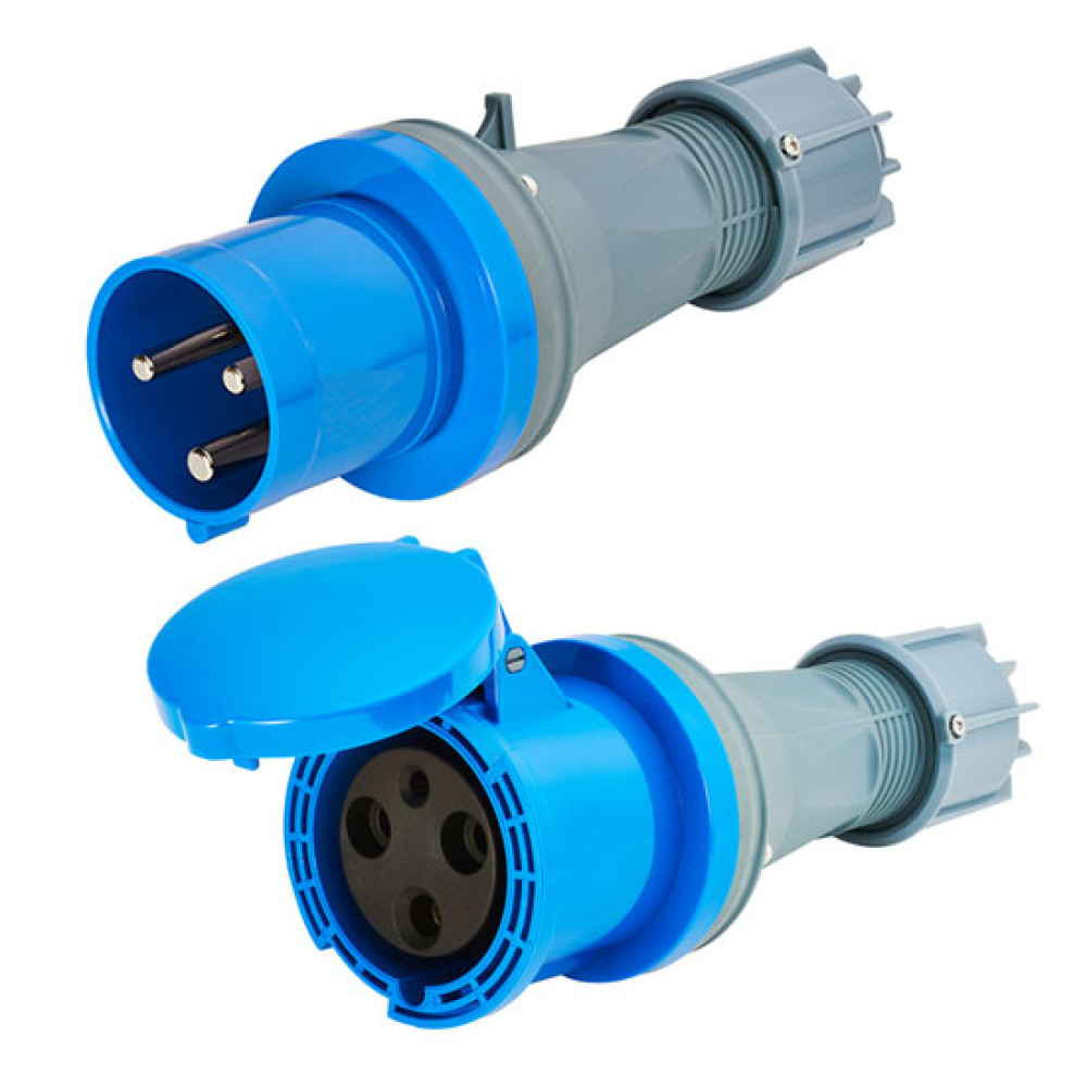 3 Pin Industrial Connector, 63A, IP44 - Peaco Support