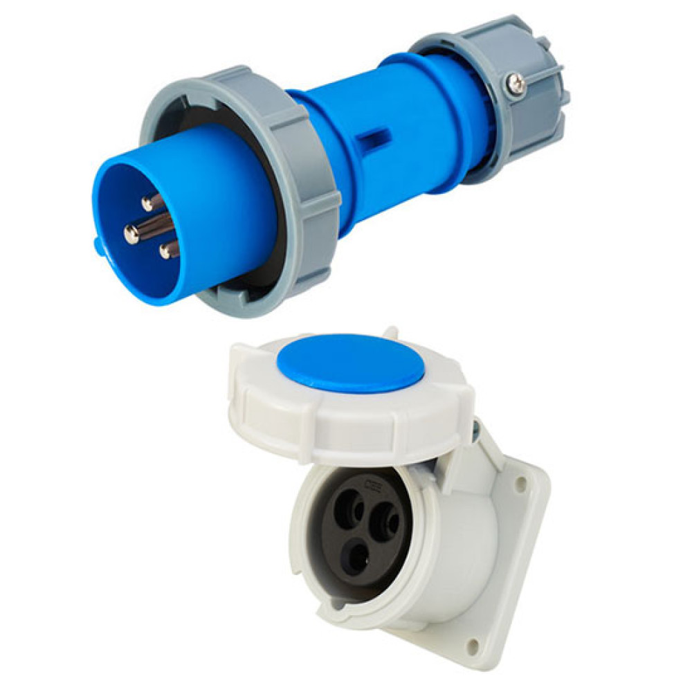 3 Pin Waterproof Connector, 16A, IP67 - Peaco Support