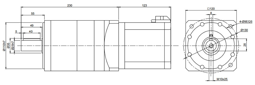 1kW Geared Brushless DC Motor, 24V/48V, 3.18Nm - Peaco Support