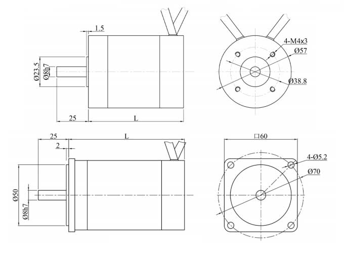75W Brushless DC Motor, 12V/24V/48V310V, 0.24 Nm - Peaco Support